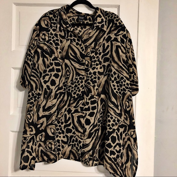 Jacque & Koko | Tops | Jacque Koko Animal Print Sheer Buttonup 2628 ...